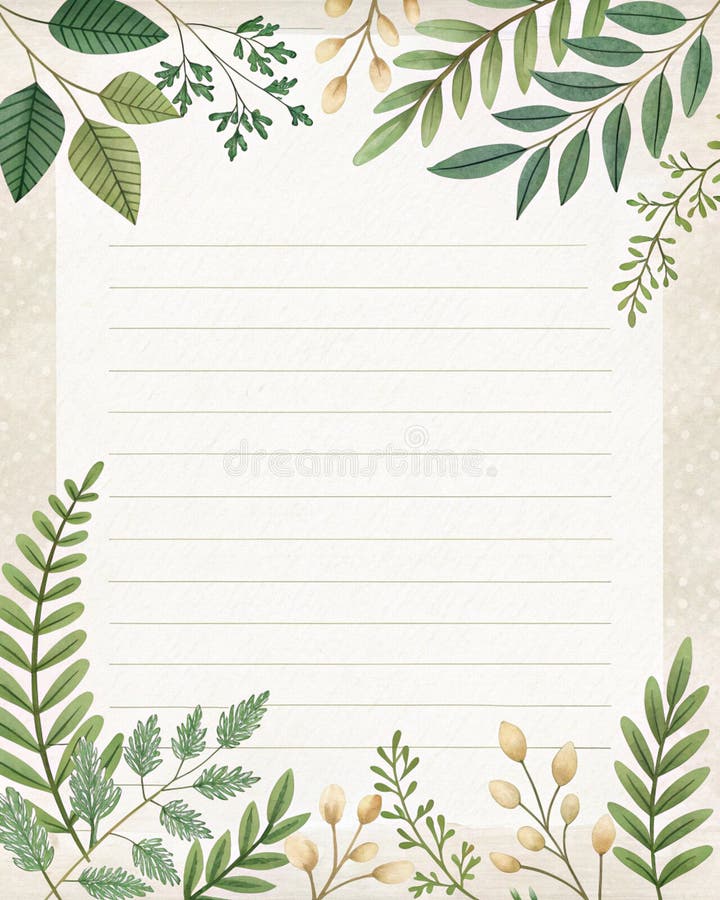 Leafy Vine Border Paper Texture Botanical and Fresh Stock Illustration ...