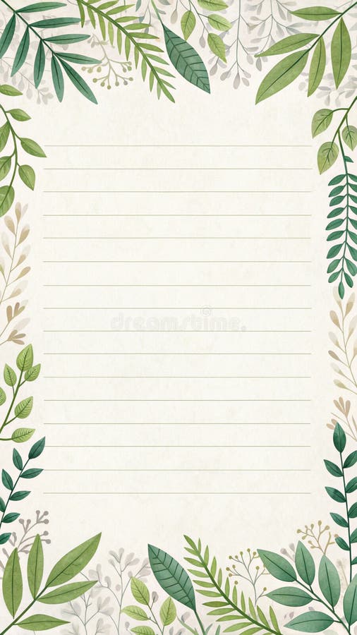 Leafy Vine Border Paper Texture Botanical and Fresh Stock Illustration ...