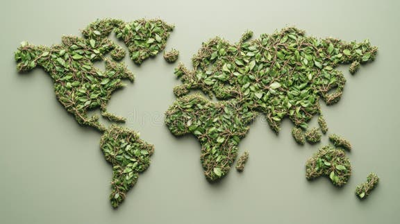 Leafy World Map: Interwoven Vines Stock Illustration - Illustration of ...