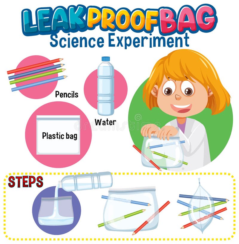 Leak Proof Bag Science Experiment Stock Vector - Illustration of ...