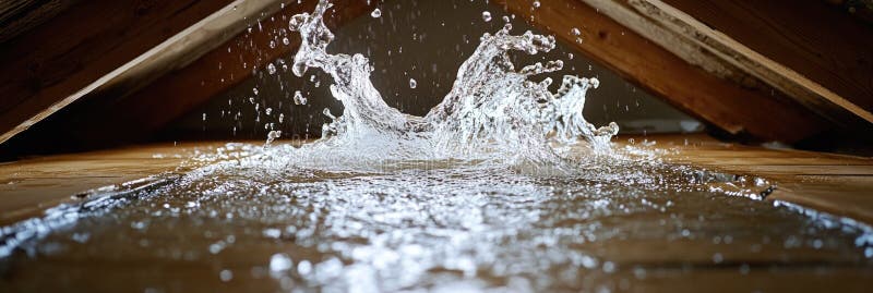 Water damage in the attic stock photo. Image of generated - 366883148