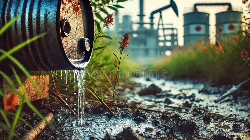 Leaking Barrel with Chemicals Seeping into the Ground Stock ...