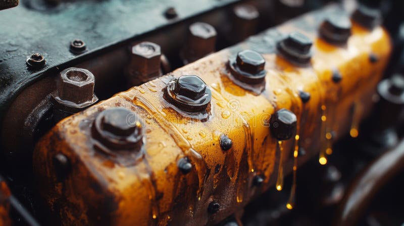 Leaking Engine Oil Stains Rusty Engine Block Stock Illustration ...