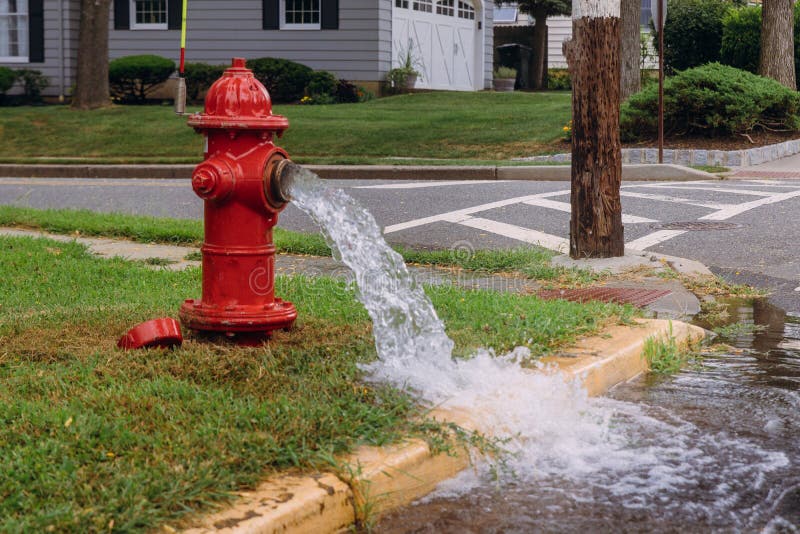 Leaking Fire Hydrant Strong Water Flow Stock Photo - Image of humidity ...