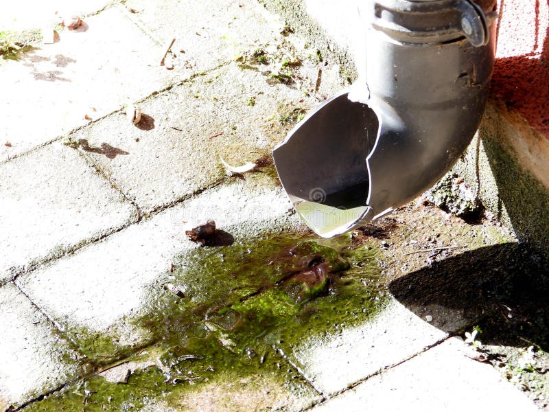 Leaking Gutter stock image. Image of gush, green, storm - 164430541