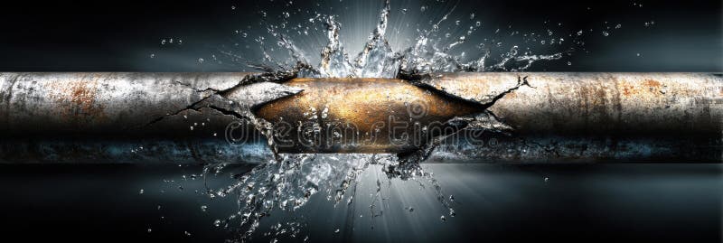 Conceptual Broken Oil Pipe Leaking Dramatically Against a Dark Backdrop ...