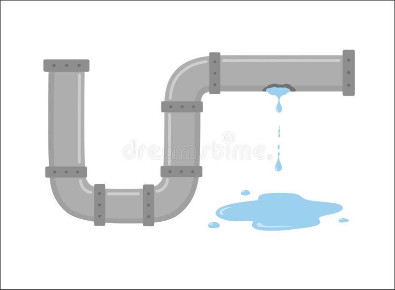 Leaking Pipe with Flowing Water Vector Illustration Stock Vector ...