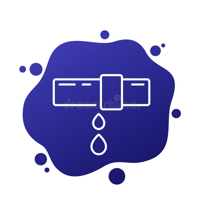 Leaking Pipe Icon, Line Vector Stock Vector - Illustration of pipeline ...