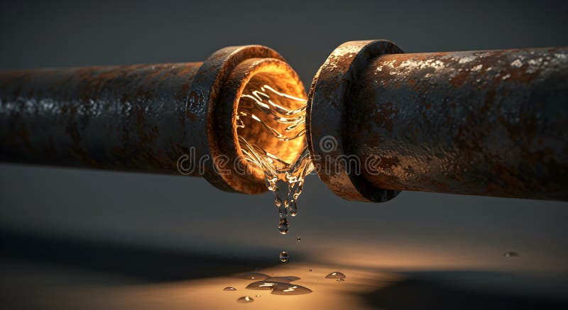 Leaking Pipe with Water Flowing Out Close Up Stock Illustration ...