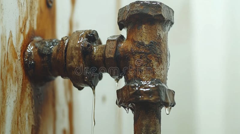 Leaking Rusted Industrial Pipe with Dripping Water Stock Illustration ...