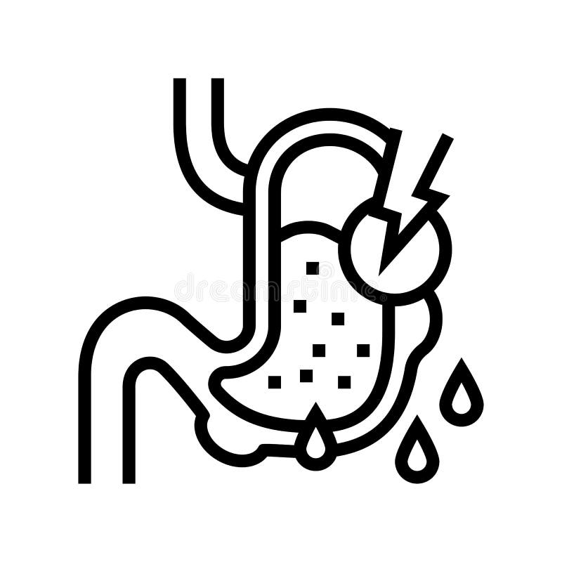 Gastrointestinal Bleeding Icon Line in Vector, a Medical Illustration ...