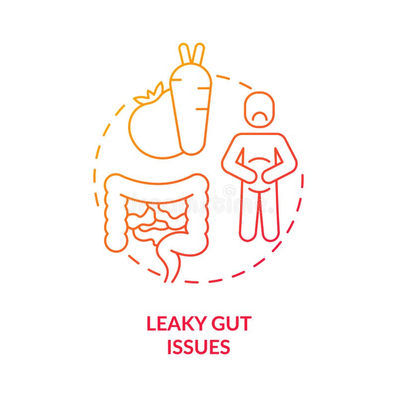 Leaky Gut Issues Red Gradient Concept Icon Stock Vector - Illustration ...