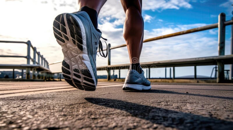 Lean and Defined Ankle Muscles during a Run. Generative AI Stock Photo ...