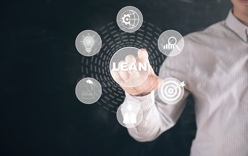 LEAN and Icons on Virtual Screen Stock Image - Image of efficiency ...