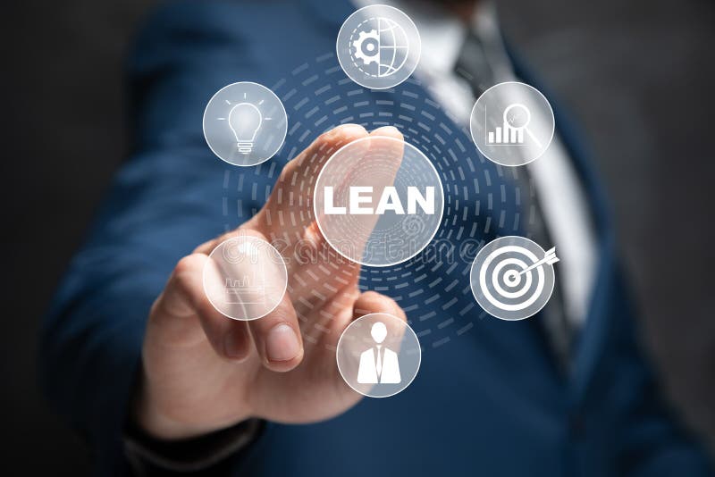 LEAN and Icons on Virtual Screen Stock Photo - Image of development ...