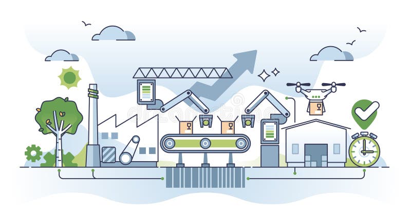 Lean Manufacturing with Just in Time Factory Production Outline Concept ...