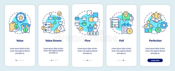 Lean Manufacturing Key Principles Onboarding Mobile App Screen Stock ...