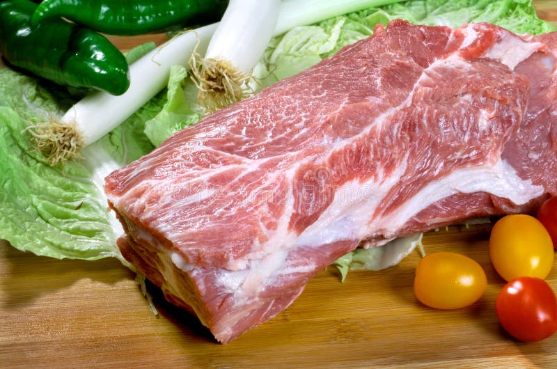 Lean Pork stock image. Image of meal, green, lunch, steak - 14553659