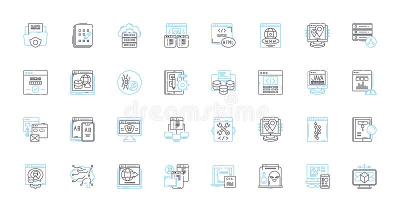 Lean Programming Linear Icons Set Efficiency Optimization