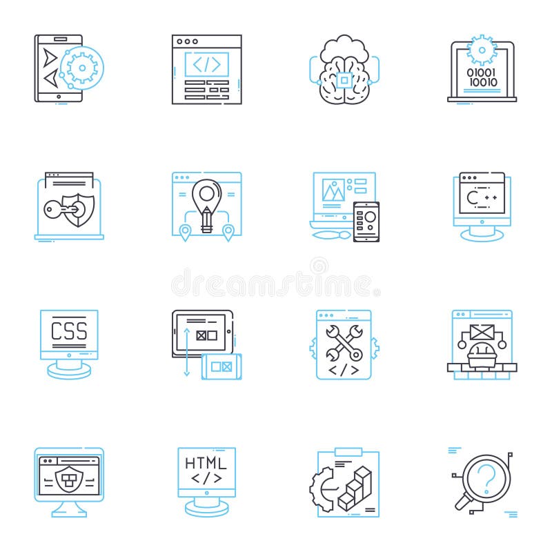 Lean Programming Linear Icons Set. Efficiency, Optimization ...