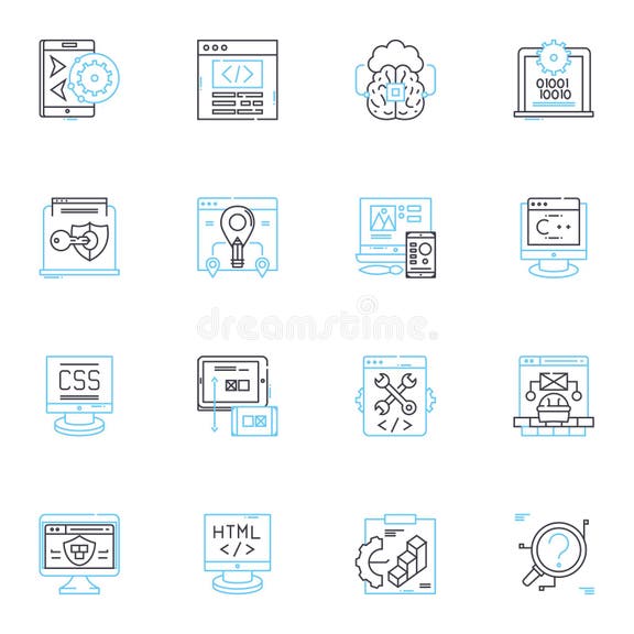 Lean Programming Linear Icons Set. Efficiency, Optimization, Streamlining, Kaizen, Minimalism ...