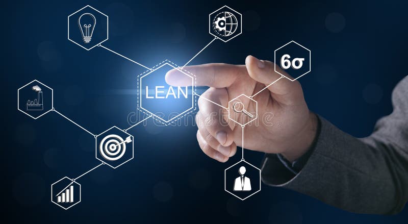 On the LEAN Screen. Man Tapping on the Screen Stock Photo - Image of ...