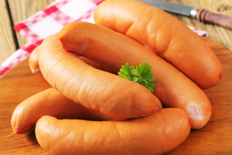 Lean smoked sausages stock photo. Image of cutting, cooked - 57126818