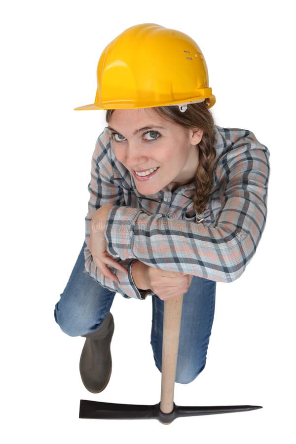 Man with a pickaxe stock image. Image of helmet, mattock - 35913111