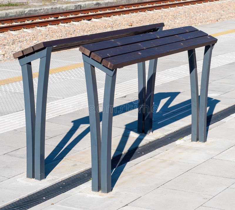 Leaning Benches on the Platform of a Railway Station Stock Image ...