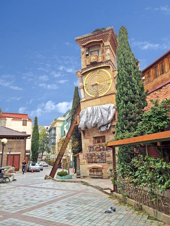 Leaning Clock Tower on One1 of the Squares of Tbilisi, the Capital of ...