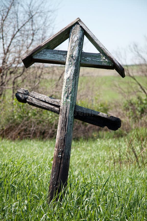 Leaning cross stock photo. Image of abandoned, cloud - 14422644