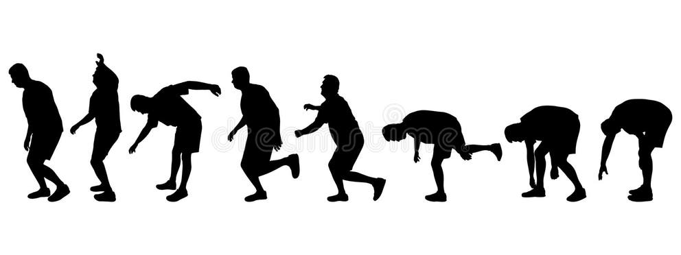 Leaning Down and Falling Man, Set of Silhouettes. Vector Illustration ...