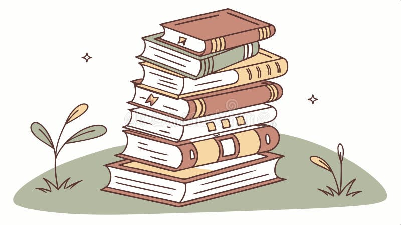 Leaning Stack of Books, Representing Study and Literature Vector Design ...
