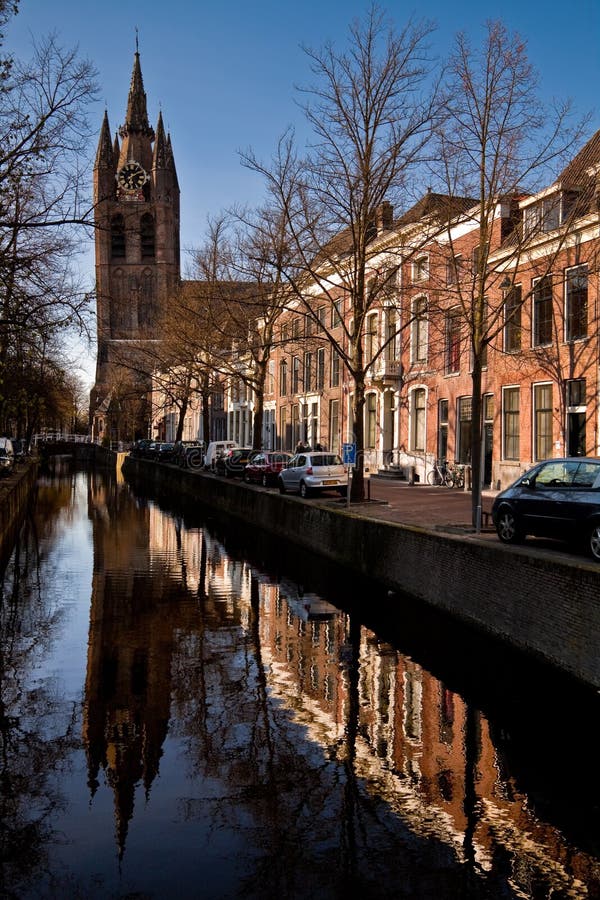 The leaning tower of Delft editorial stock photo. Image of architecture ...