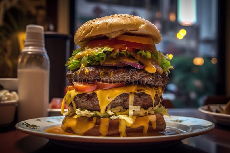 Leaning Tower Hamburger, Created with Generative AI Technology Stock ...
