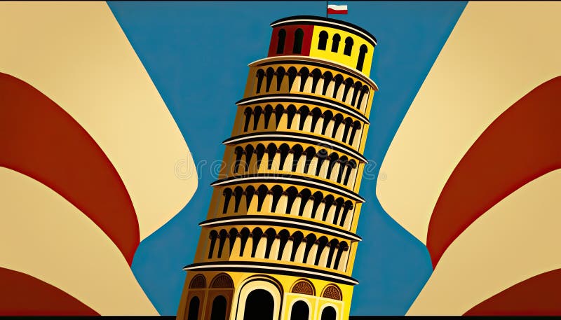 Leaning Tower Landmark stock illustration. Illustration of line - 269236566