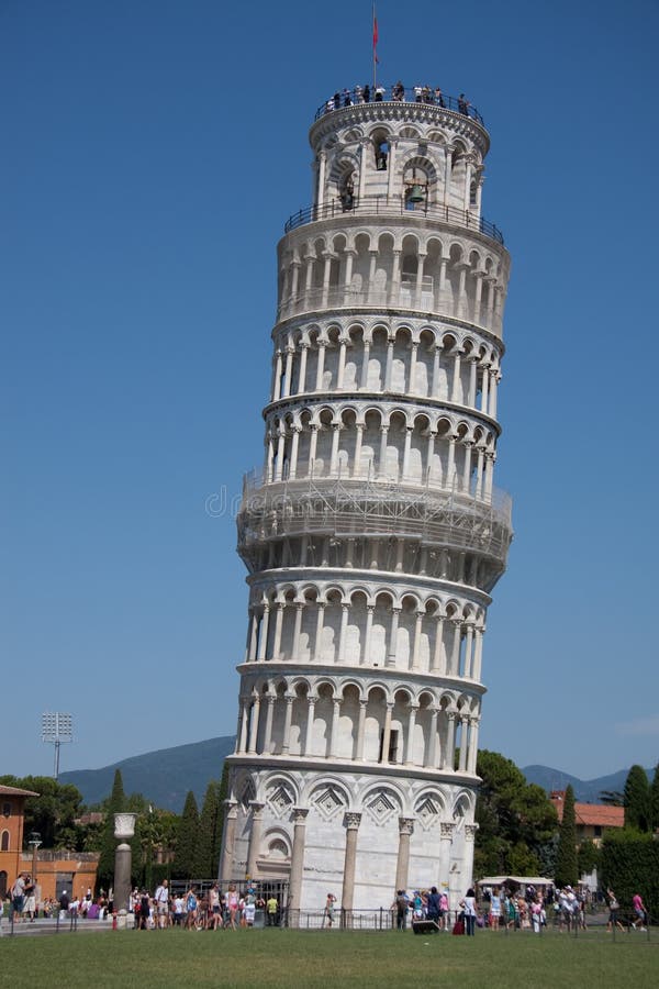 Leaning Tower with Tourists Stock Image - Image of leaning, important ...