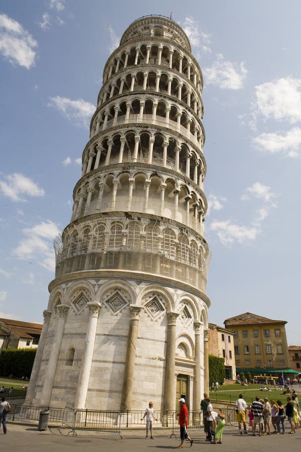 Leaning Tower with Tourists Stock Image - Image of leaning, important ...
