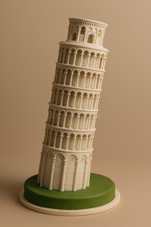 Leaning Tower of Pisa Cake Model Stock Illustration - Illustration of ...