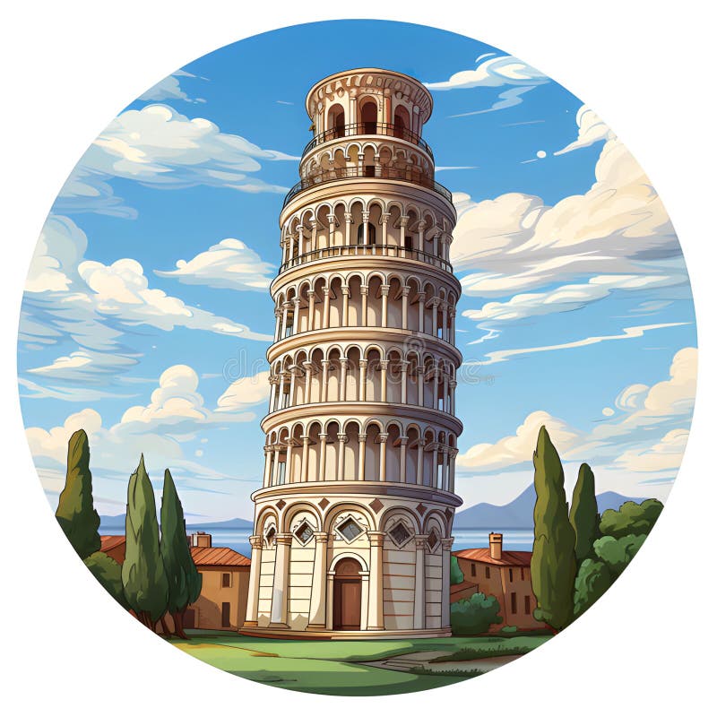 Leaning Tower of Pisa Cartoon Style Illustration Stock Illustration ...