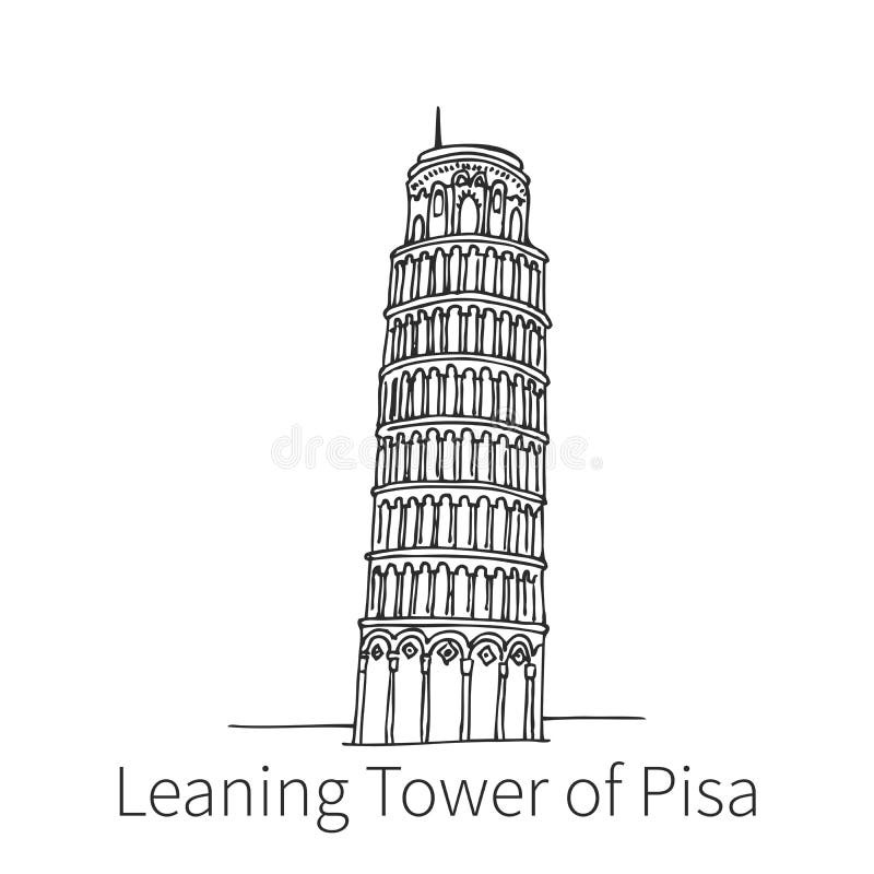 Sketch Of The Tower Of Pisa Isolated Stock Illustration - Illustration ...