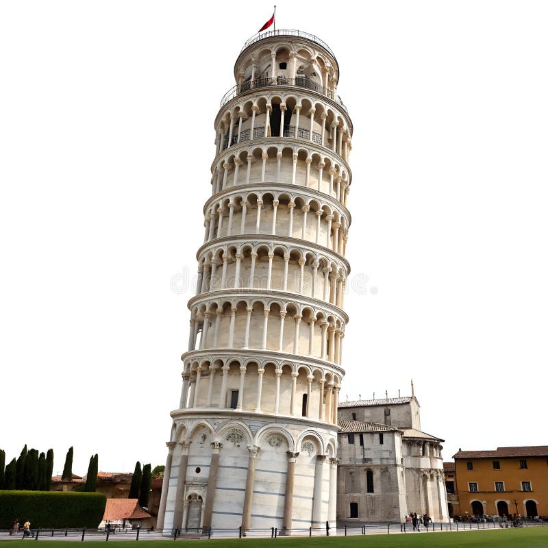 Leaning Tower of Pisa Isolated on White Background Stock Illustration ...