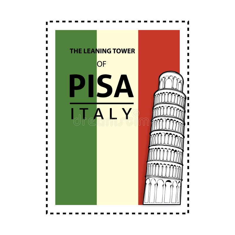 Stamp Pisa Tower in Italy, Vector Stock Vector - Illustration of ...