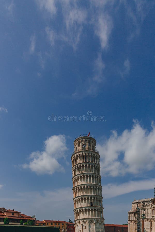 Leaning Tower of Pisa Under Blue Sky, in Pisa, Italy Stock Image ...