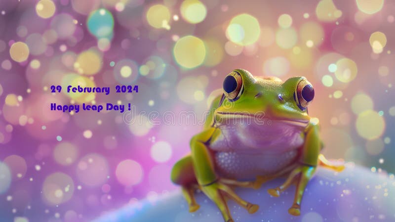 Leap Day Special, a Colorful Frog Amongst Sparkling Lights. Stock ...