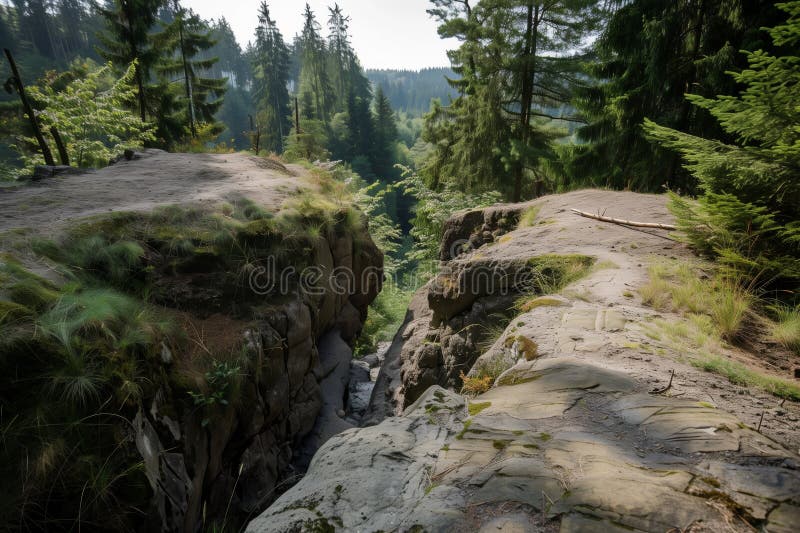Leap Over a Gap, Surrounded by Forested Area Stock Image - Image of ...