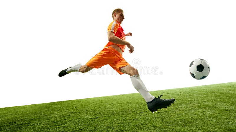 Leaping through Air, Athlete Prepares To Strike Ball Mid-flight ... Leaping through Air, Athlete Prepares To Strike Ball Mid-flight ...