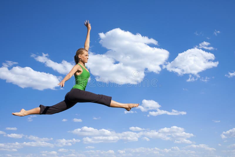 Gymnast Leaping in Air stock photo. Image of people, concentration ...