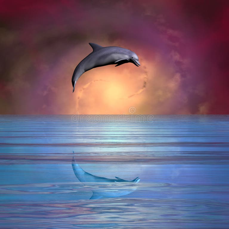 Leaping Dolphin stock illustration. Illustration of gold - 4124844