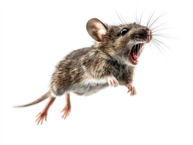 A Leaping Mouse in Animated Pose Against a White Backdrop, with ...